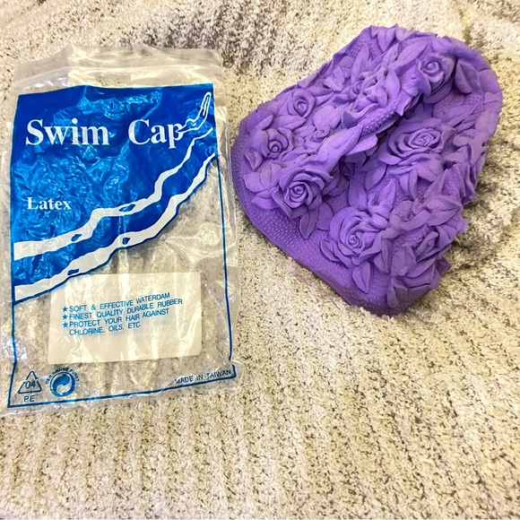 unbranded | Swim | Swim Cap Purple Rose Pattern Os | Poshmark
